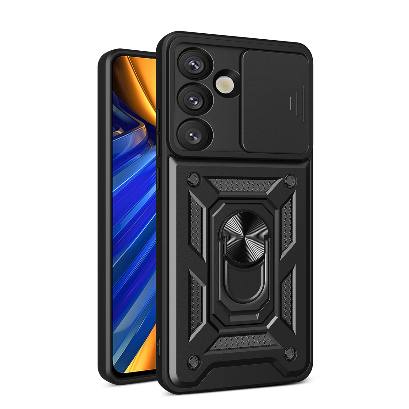 Hybrid Armor Camshield Case with Stand and Camera Cover for Infinix ...